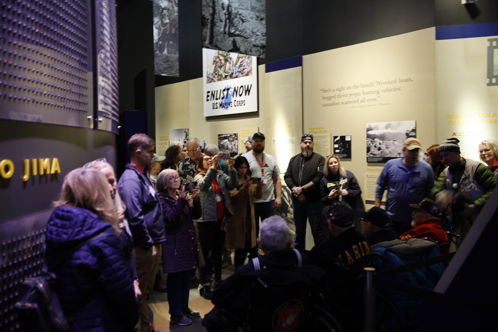 Reunion Guests Gather Around The Five Iwo Battle Veterans At A Museum ...