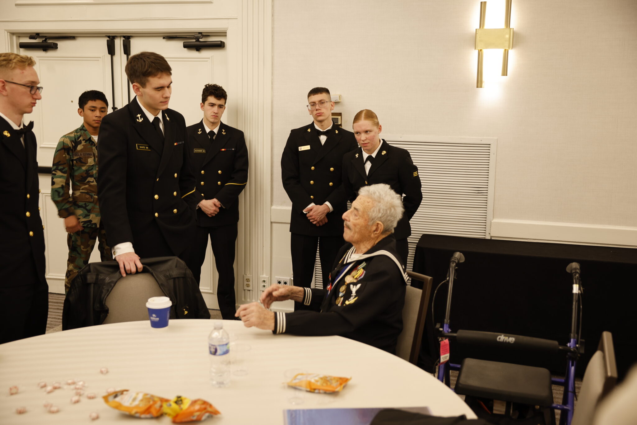 Juan Montano shares his story with ROTC Midshipman.